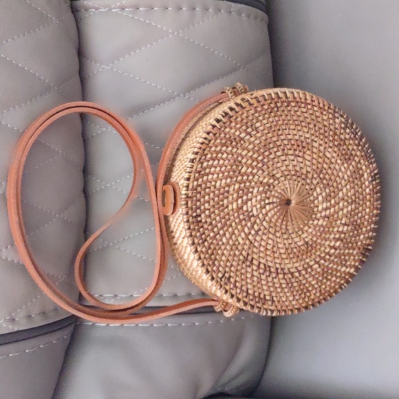 Bags | Handwoven Rattan Circle Crossbody Bag | Poshmark